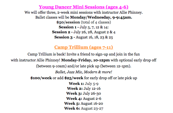 Summer Programs | Trillium Dance Studios