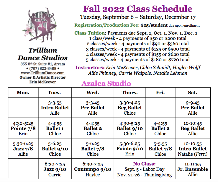 Schedule/Register | Trillium Dance Studios