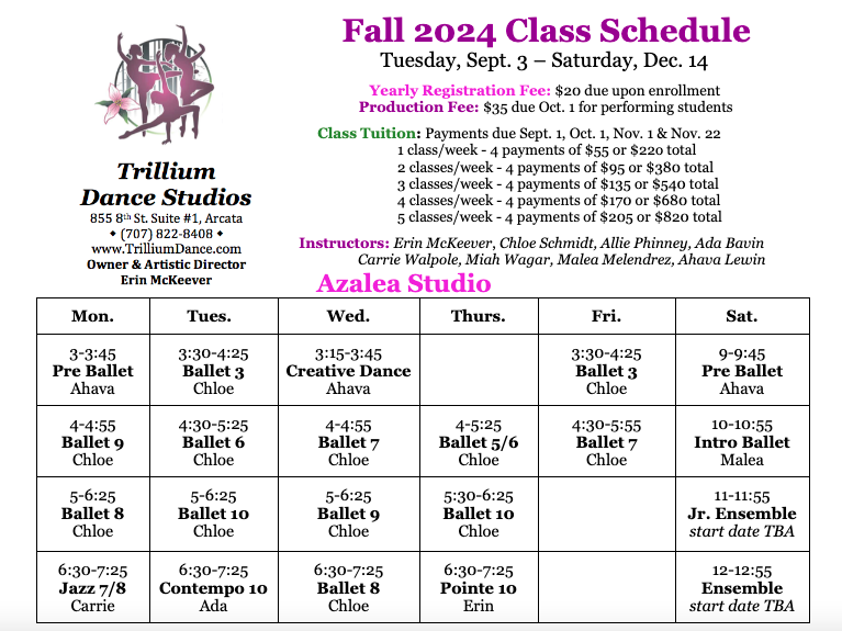 Schedule/Register | Trillium Dance Studios